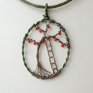 Apple Tree, Small Tree Pendant, Wire Tree Jewelry, Apple Necklace, MADE ...