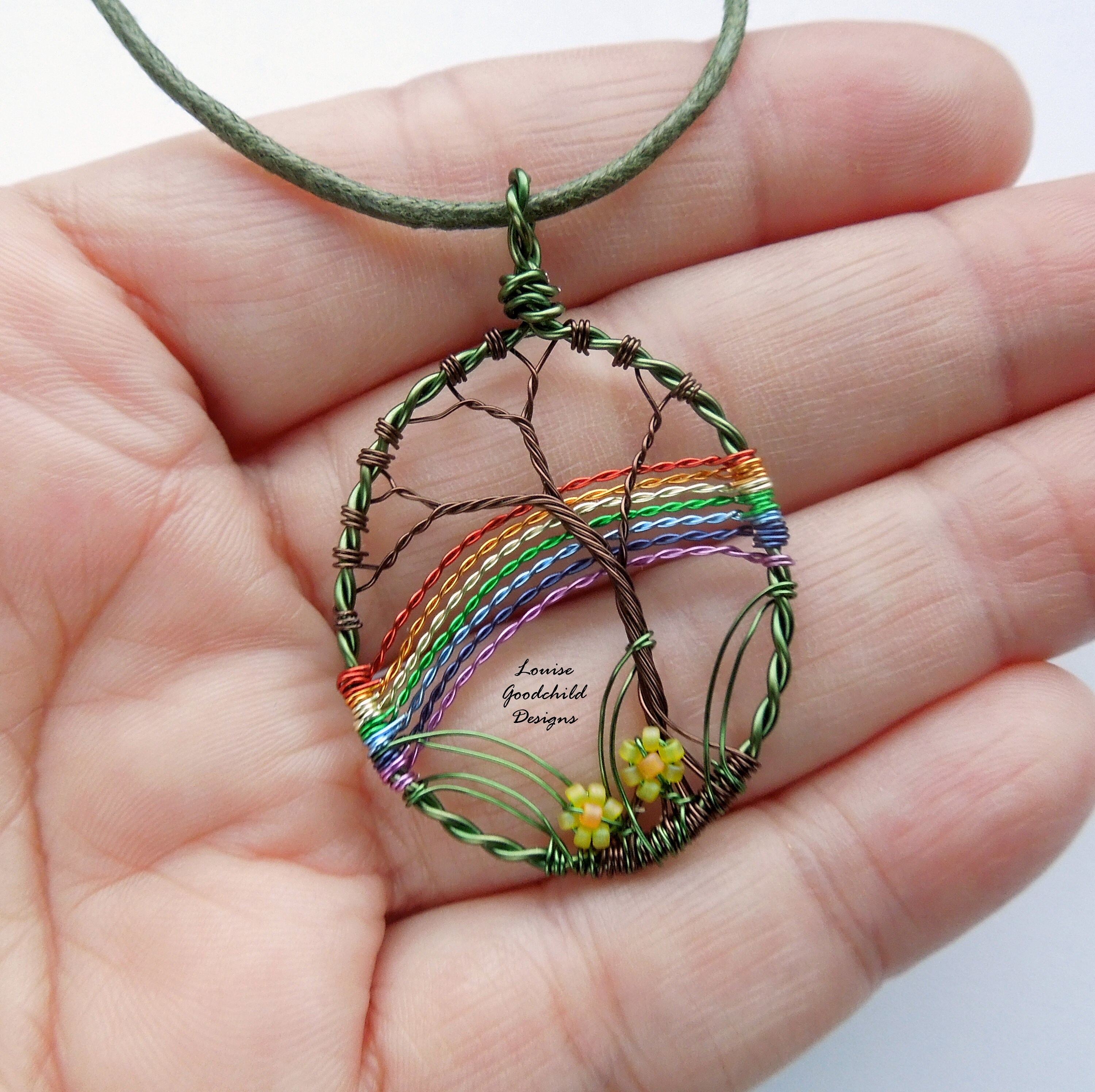 Rainbow Necklace Small Tree Pendant Rainbow Bridge Rainbow - Etsy