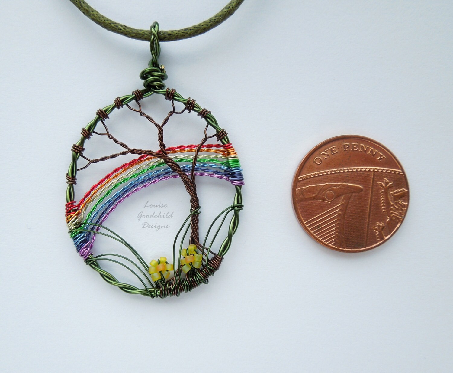 Rainbow Necklace Small Tree Pendant Rainbow Bridge Rainbow - Etsy