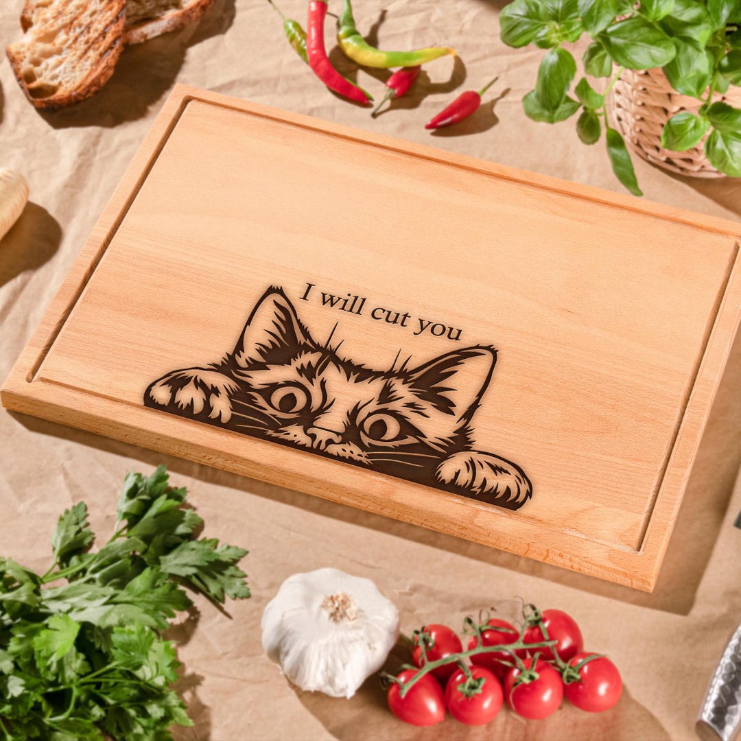 Funny Evil Personalized Cat Cutting Board, Gift for Cat and Cooking ...