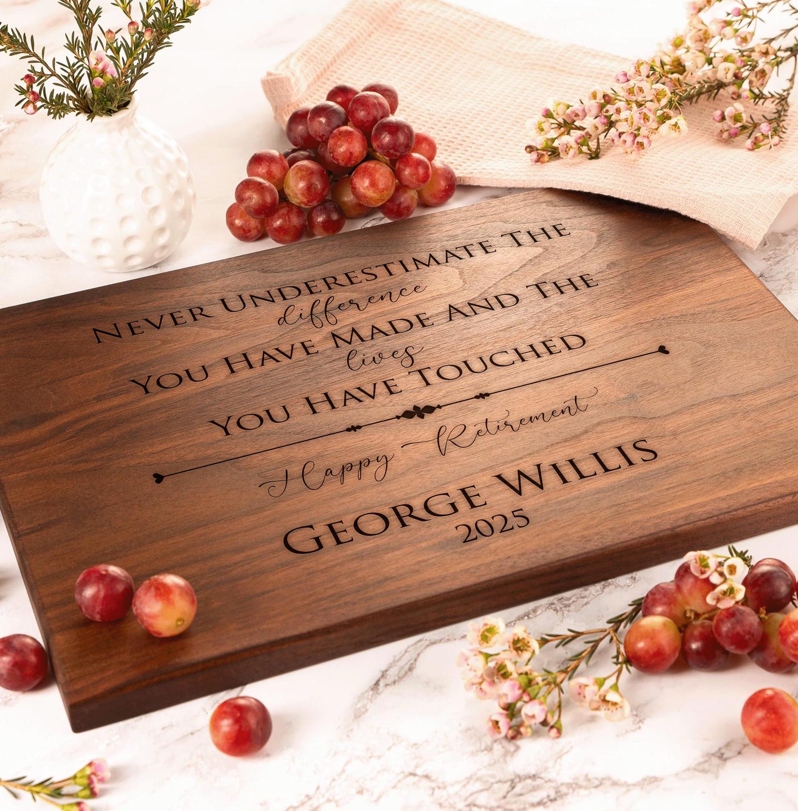 Happy Retirement Personalized Cutting Board, Engraved Retired Custom ...