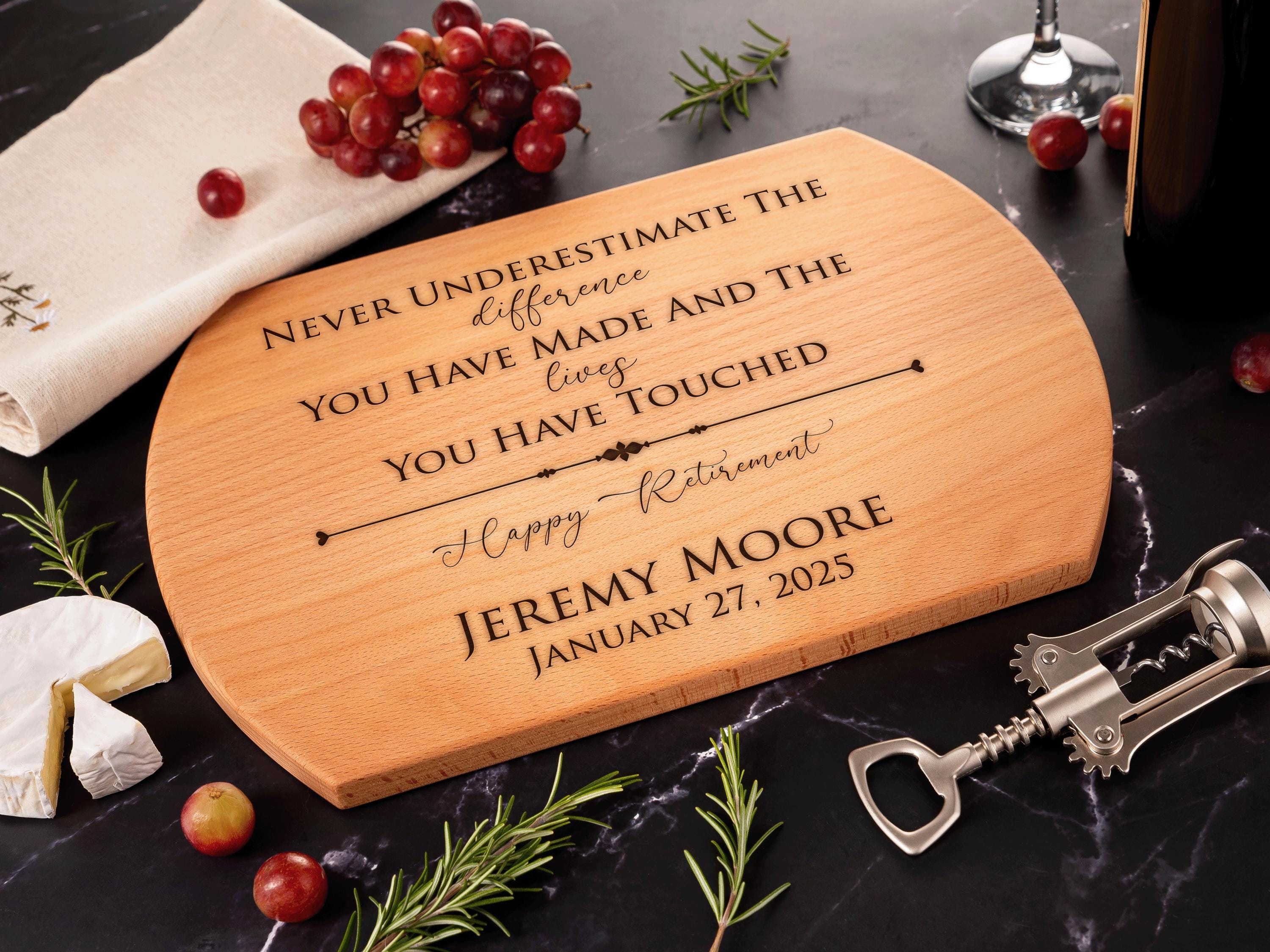 Happy Retirement Personalized Cutting Board, Engraved Retired Custom ...