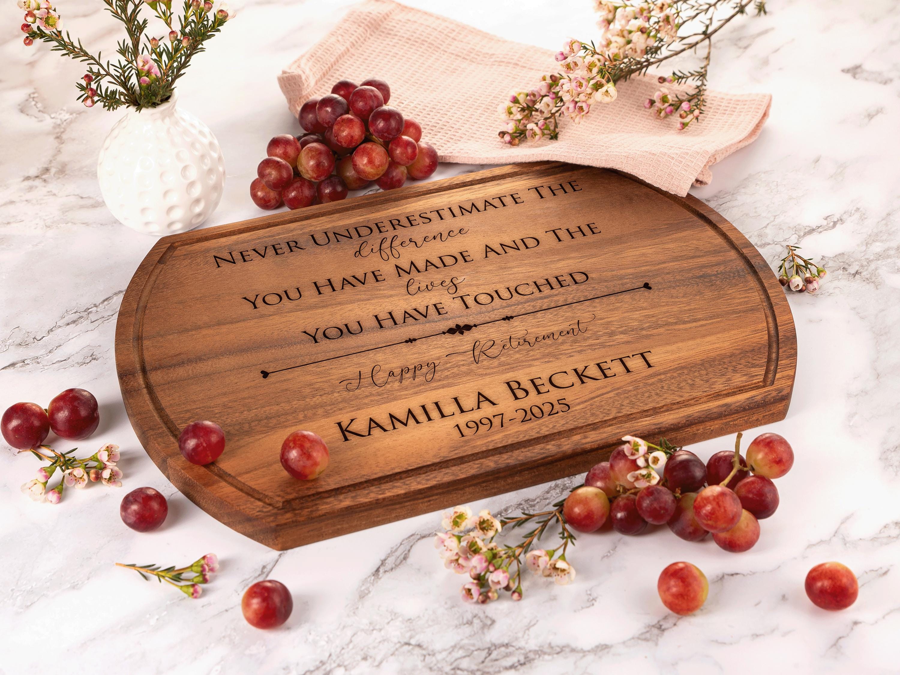 Happy Retirement Personalized Cutting Board, Engraved Retired Custom ...