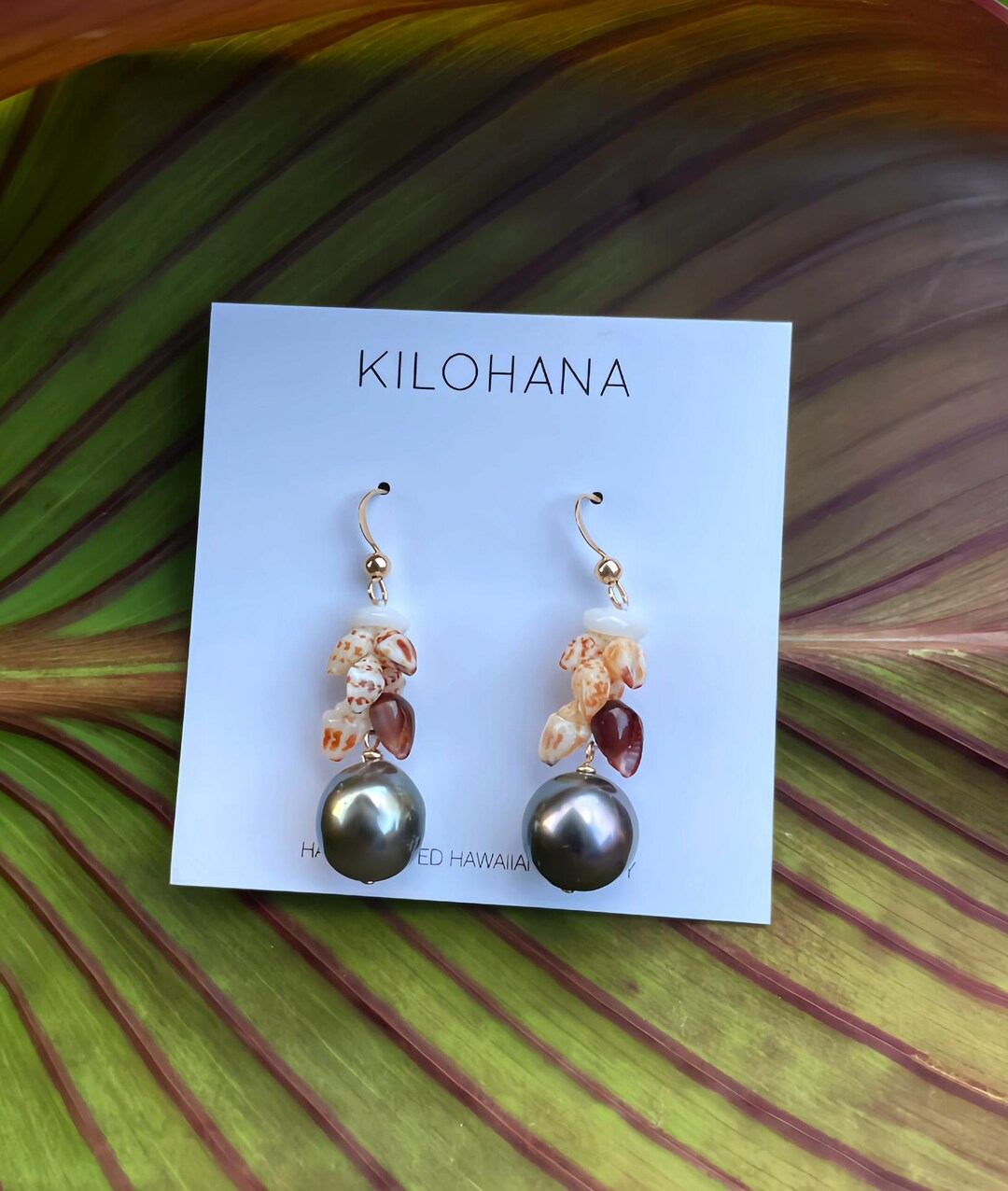 Poleho and Momi Shell and 10mm Tahitian Pearl Earrings - Etsy