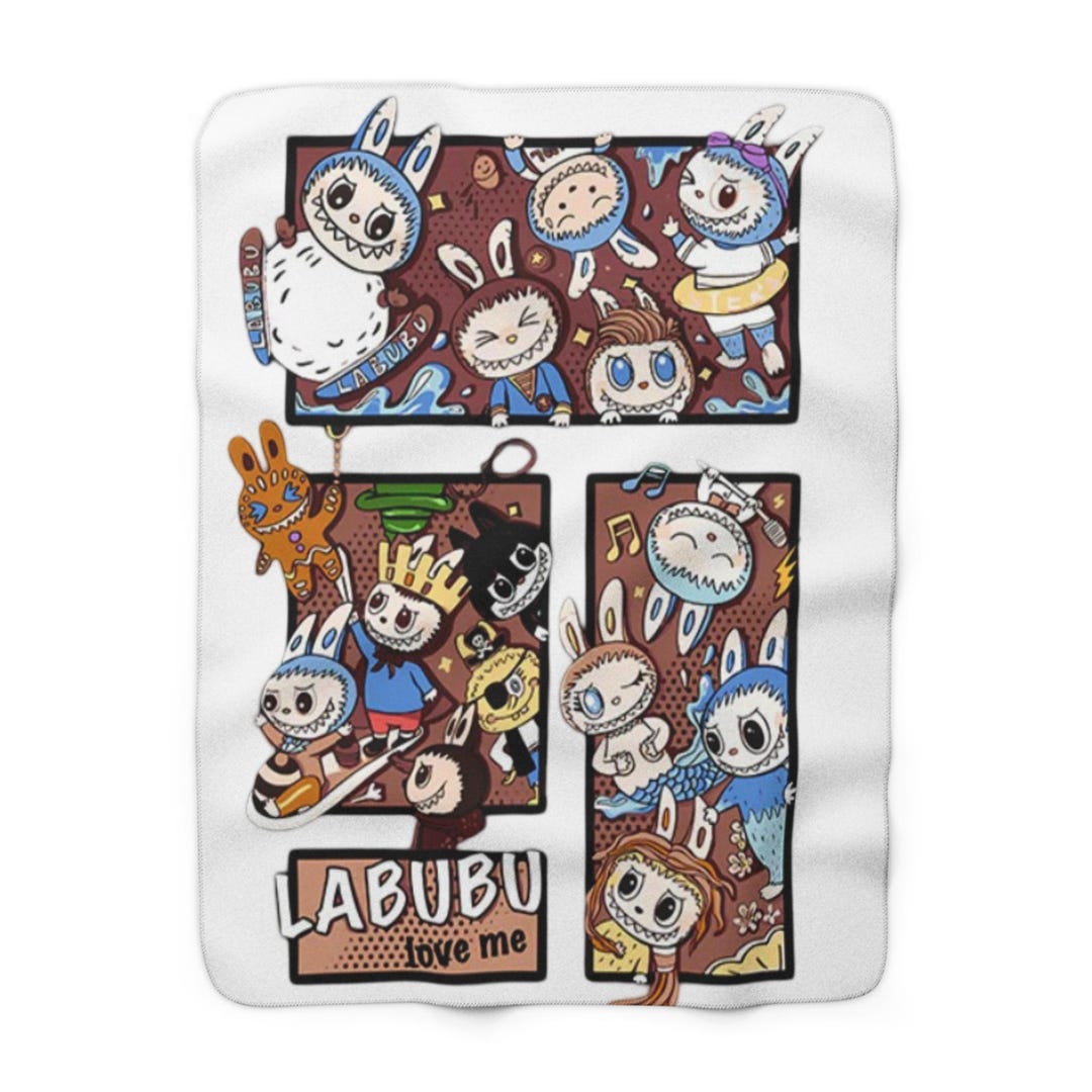 Labubu Sherpa Fleece Blanket - Labubu Love Me! Cozy Bedding, Super Soft ...