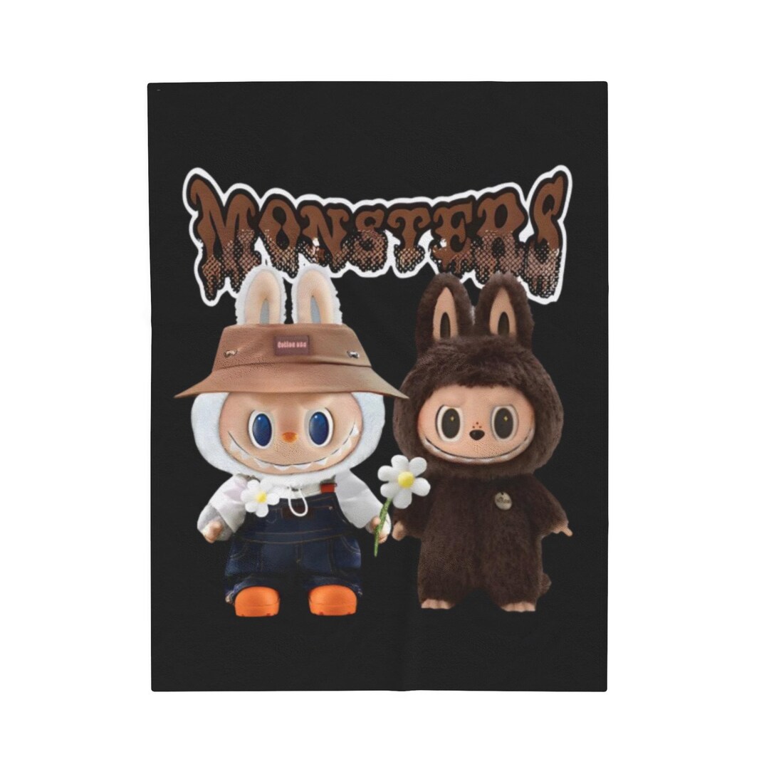 Labubu Couple Velveteen Plush Blanket, Warm and Cozy Throw Blanket ...