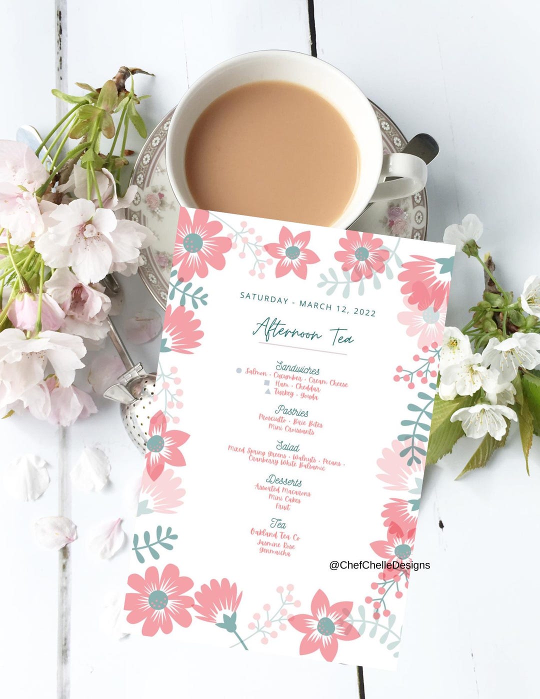 Afternoon Tea Party Menu Template - Etsy