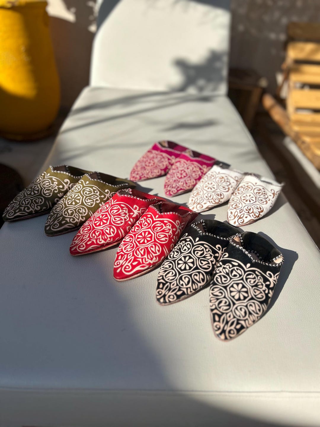 Moroccan Leather Babouches: Handcrafted Embroidered Slippers - Etsy