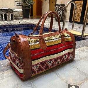 Handmade Leather / Kilim Travel Bag – Large Weekender Duffle, Ethnic ...