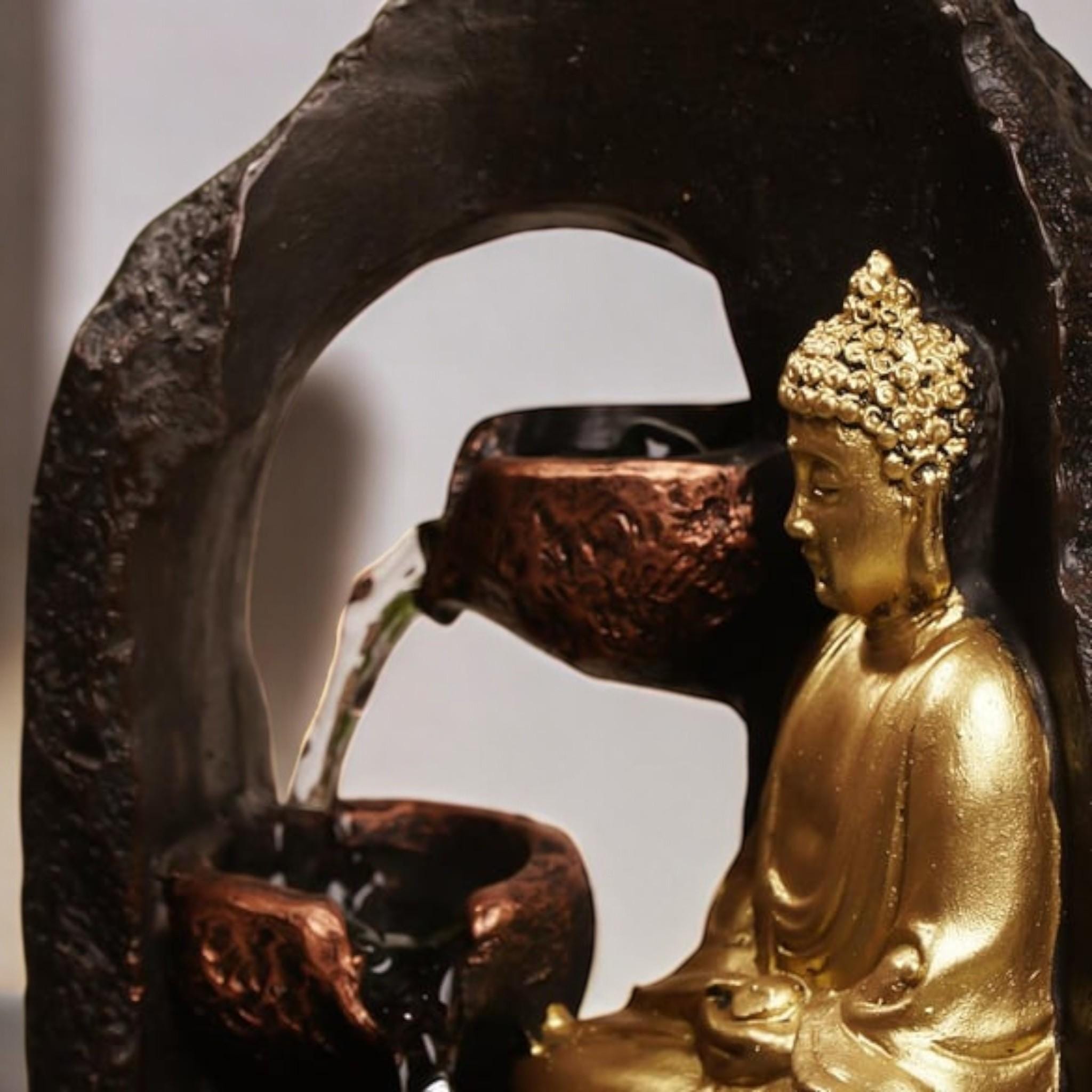 Zen Buddha & Om Water Fountain – Saraswati Design, LED Light, Relaxing ...