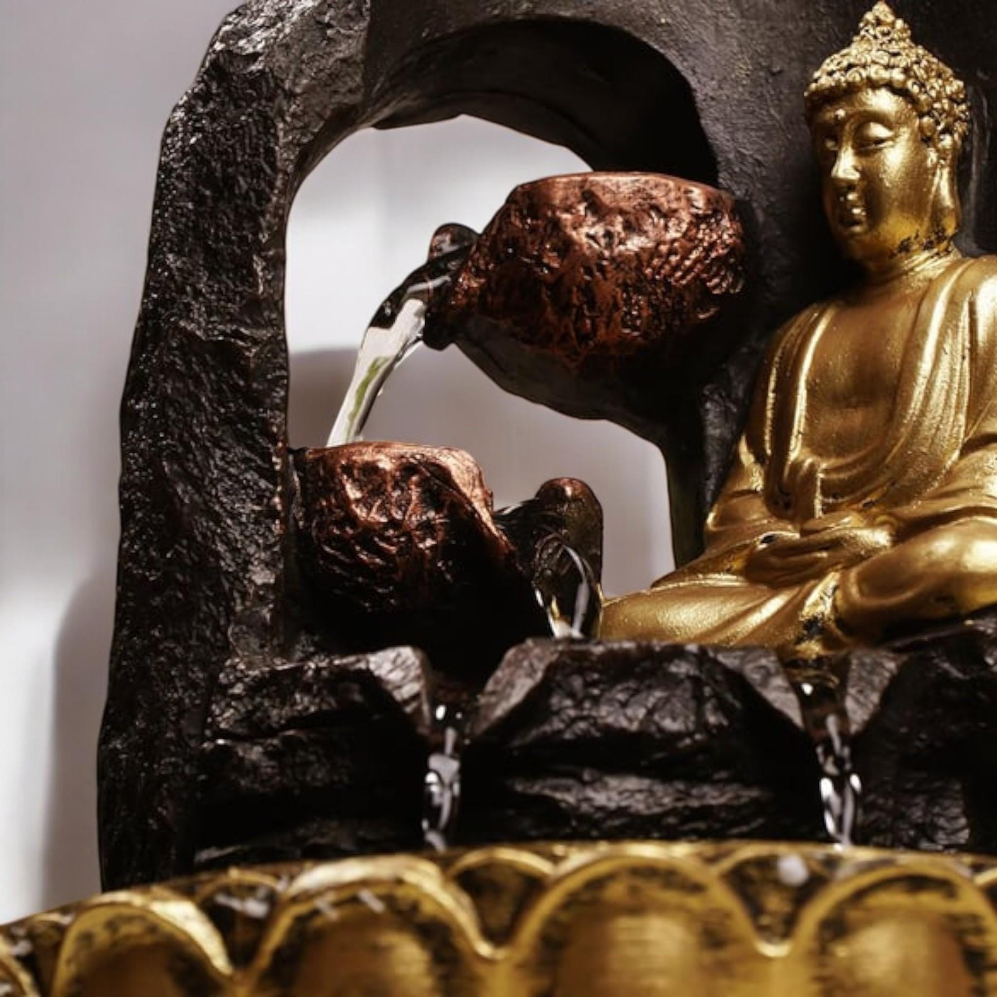 Zen Buddha & Om Water Fountain – Saraswati Design, LED Light, Relaxing ...