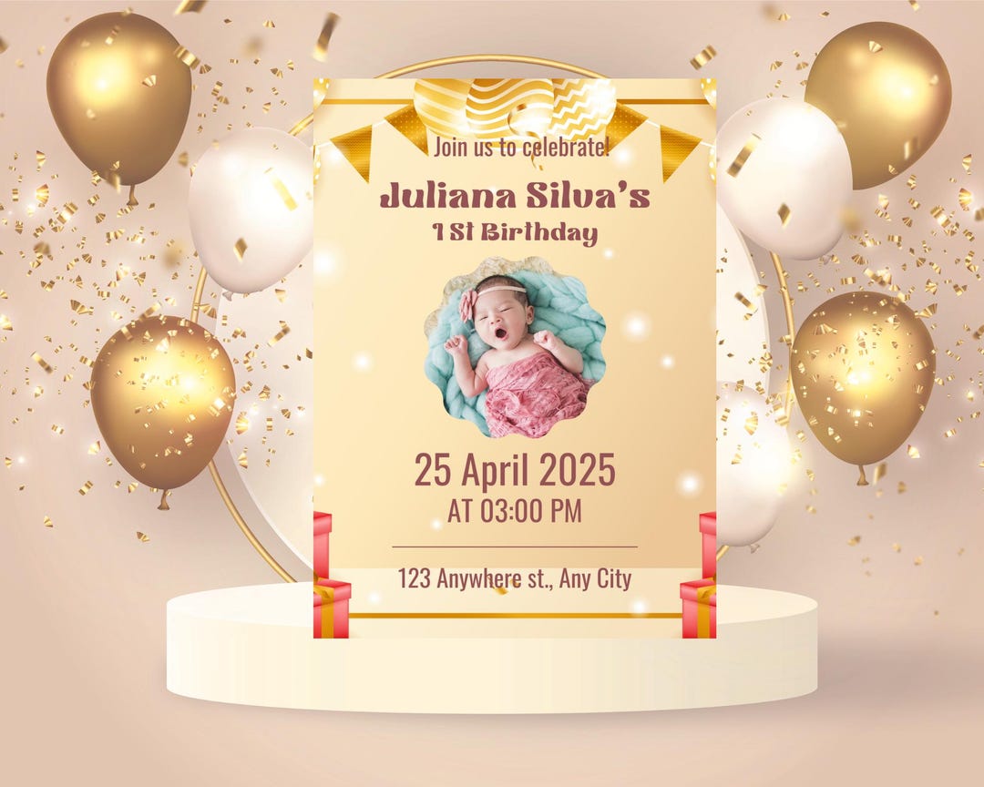 Baby Birthday Invitation Card | Custom Digital Download | First ...