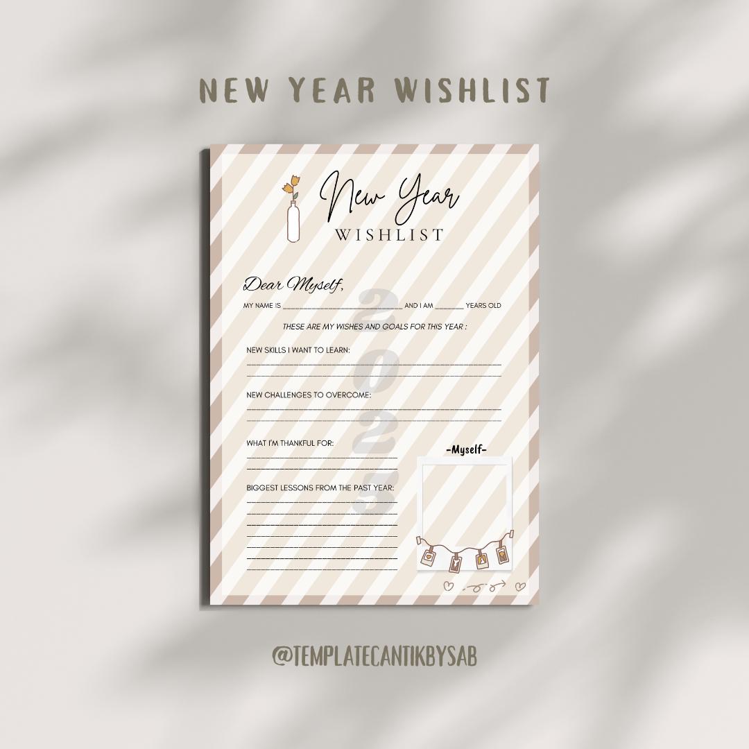 New Year Wish List Printable, Beige Template (digital Download) - Etsy