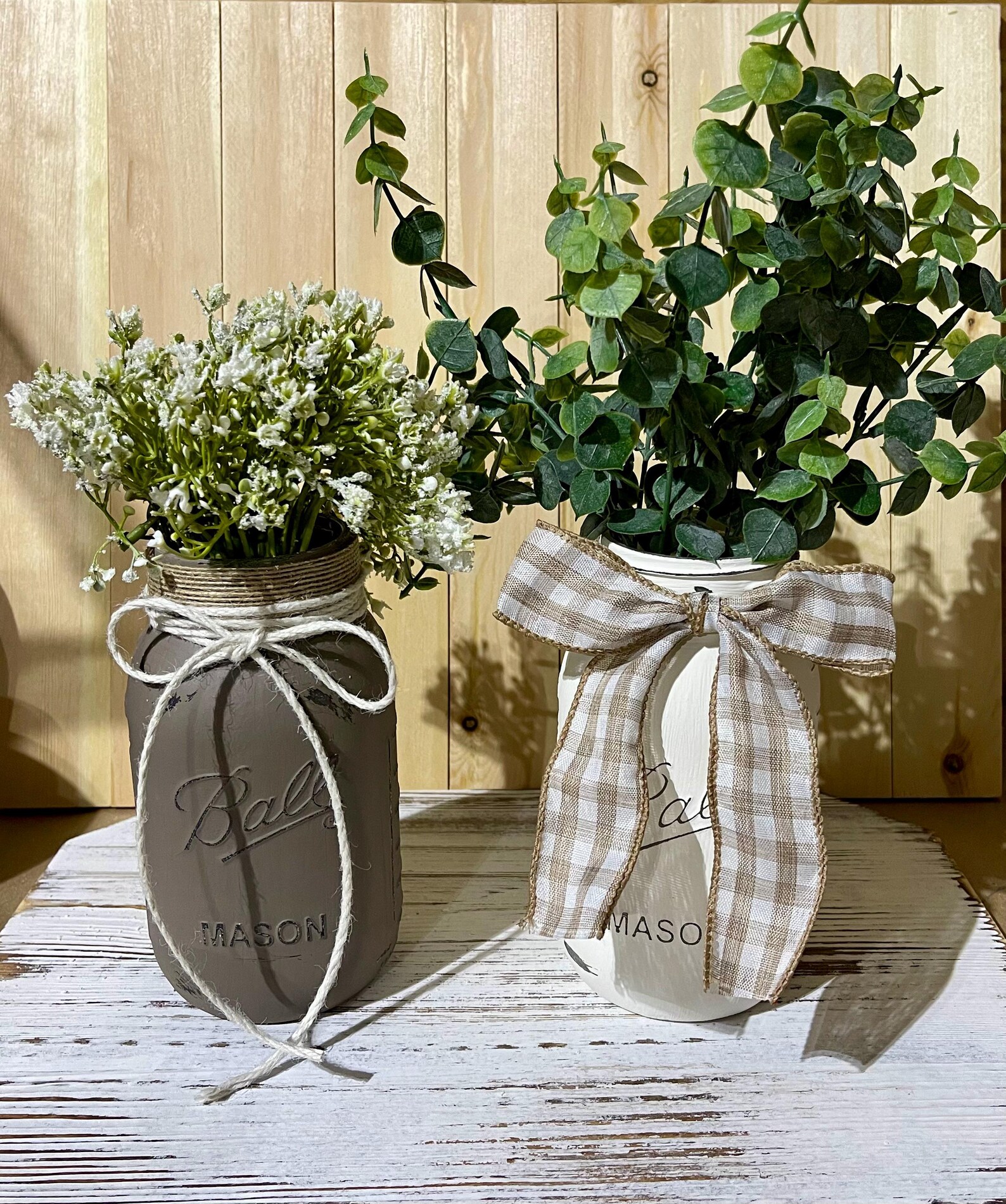 Distressed Mason Jar Centerpieces and Decor With or Without Ribbon! - Etsy