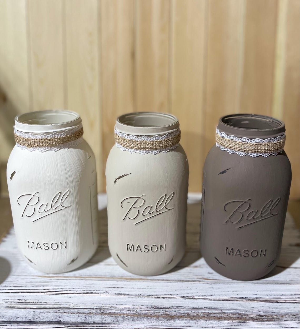 Distressed Mason Jar Centerpieces and Decor With or Without Ribbon! - Etsy
