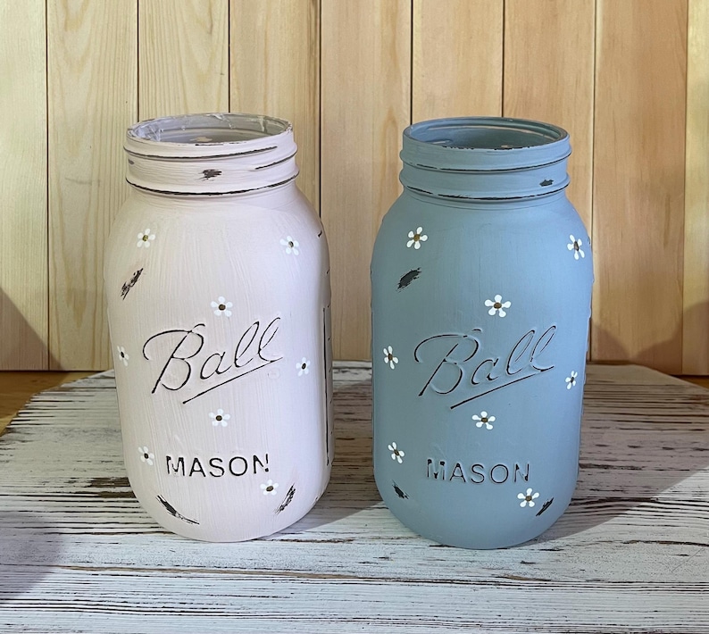 Daisy Mason Jar/ Baby Shower Centerpieces/ Gender Reveal - Etsy