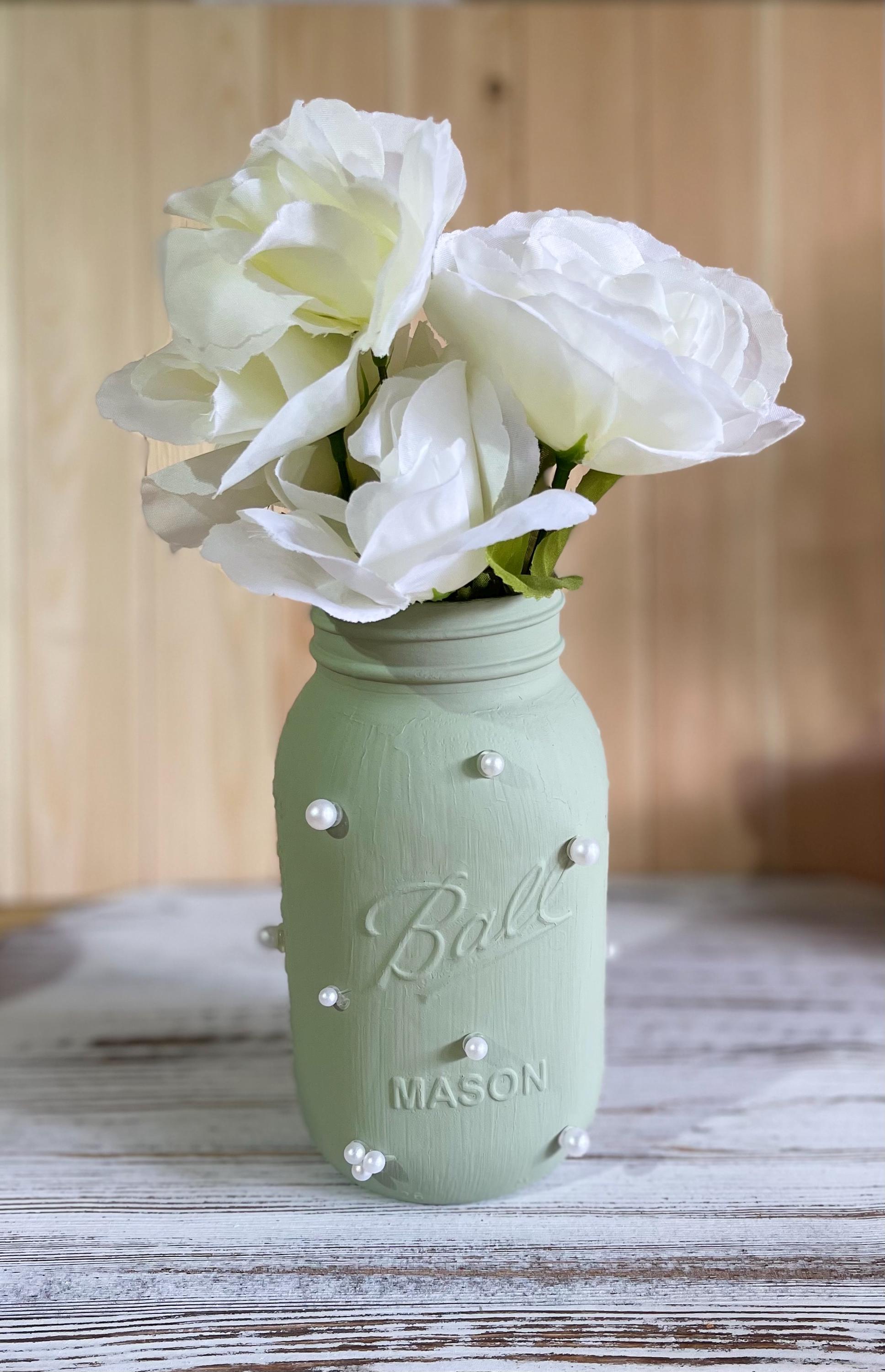 Hand Painted Pearl Mason Jar Centerpiece - Etsy