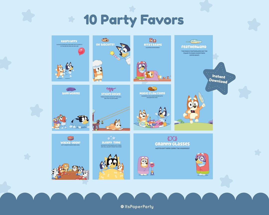 10 Bluey Party Favor Printables, Birthday Party Treat Blundles Bluey ...