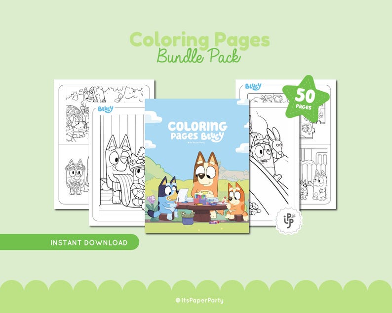 50 Bluey Coloring Pages, Kids Coloring Sheets, Party Activity, Kids ...