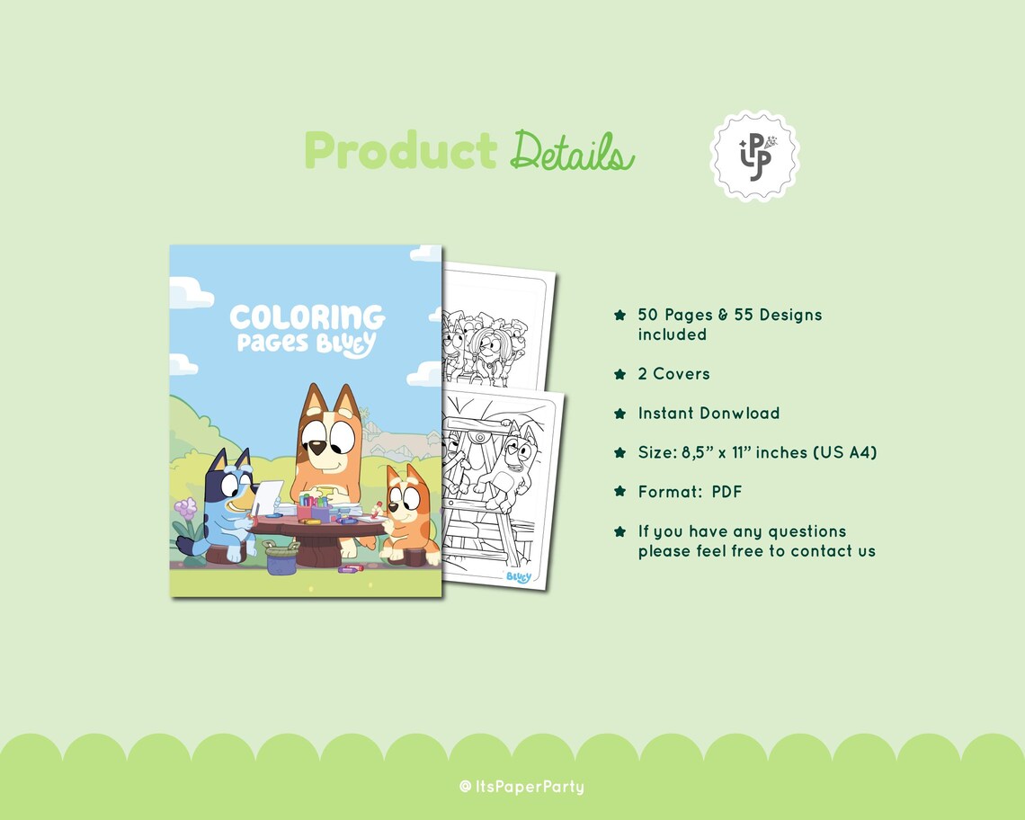 50 Bluey Coloring Pages, Kids Coloring Sheets, Party Activity, Kids ...
