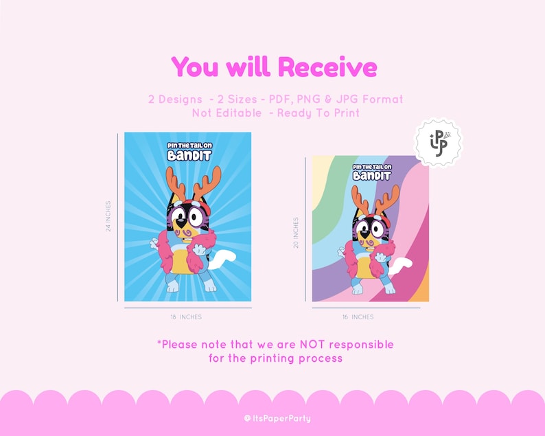 Pin the Tail on Bandit, Game for Birthday, Party Decor Bluey, Party ...