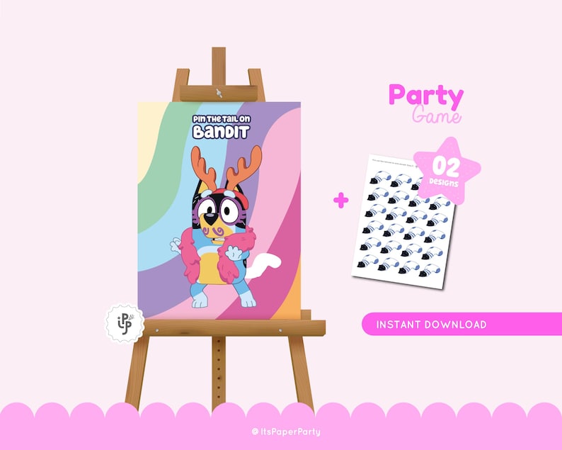 Pin the Tail on Bandit, Game for Birthday, Party Decor Bluey, Party ...
