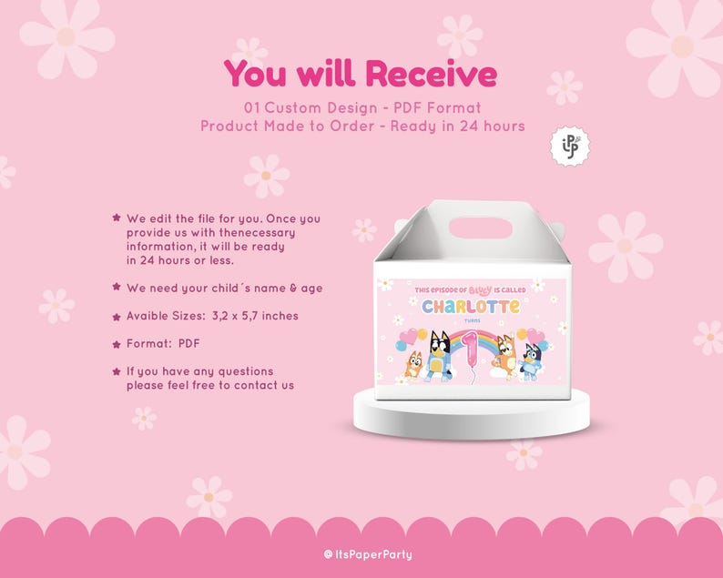 Bluey Gable Box Printable, Bluey Party Favor Box, Pastel Rainbow Bluey ...