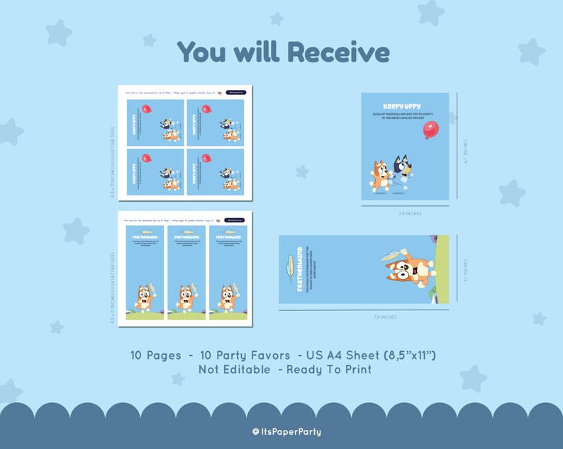 10 Bluey Party Favor Printables, Birthday Party Treat Blundles Bluey ...