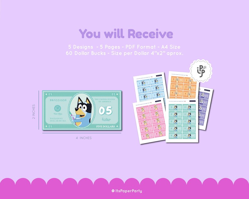 Bluey Money Game Dollar Bucks Printable, Reward Bucks, Good Behaviour ...