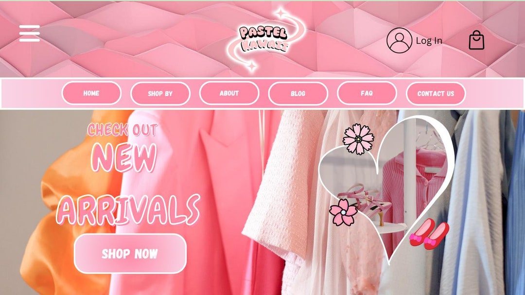 Pink Website Template, Fully Editable in Canva - Etsy
