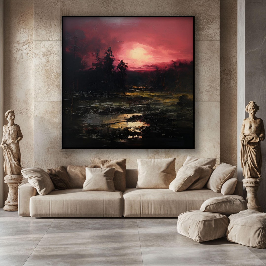 Night, 100 % Handmade Oil Painting, Darkness, Abstract on Textured ...