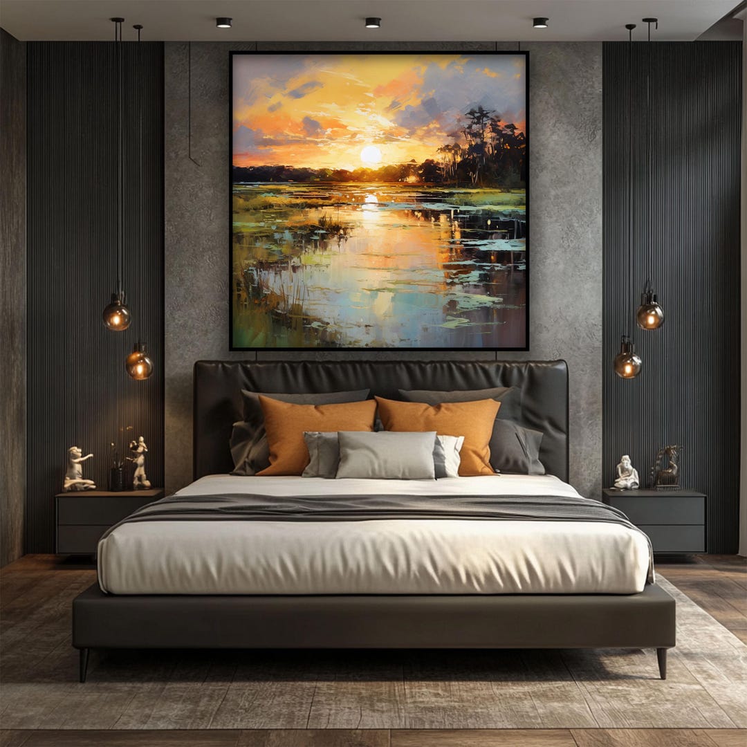 Golden Sunrise, 100 % Handmade Oil Painting, Golden Sun, Abstract on ...