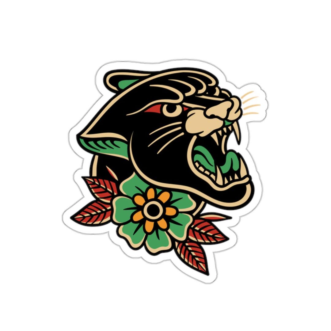 Inverse American Traditional Jaguar Tattoo Kiss-cut Stickers, Decal ...