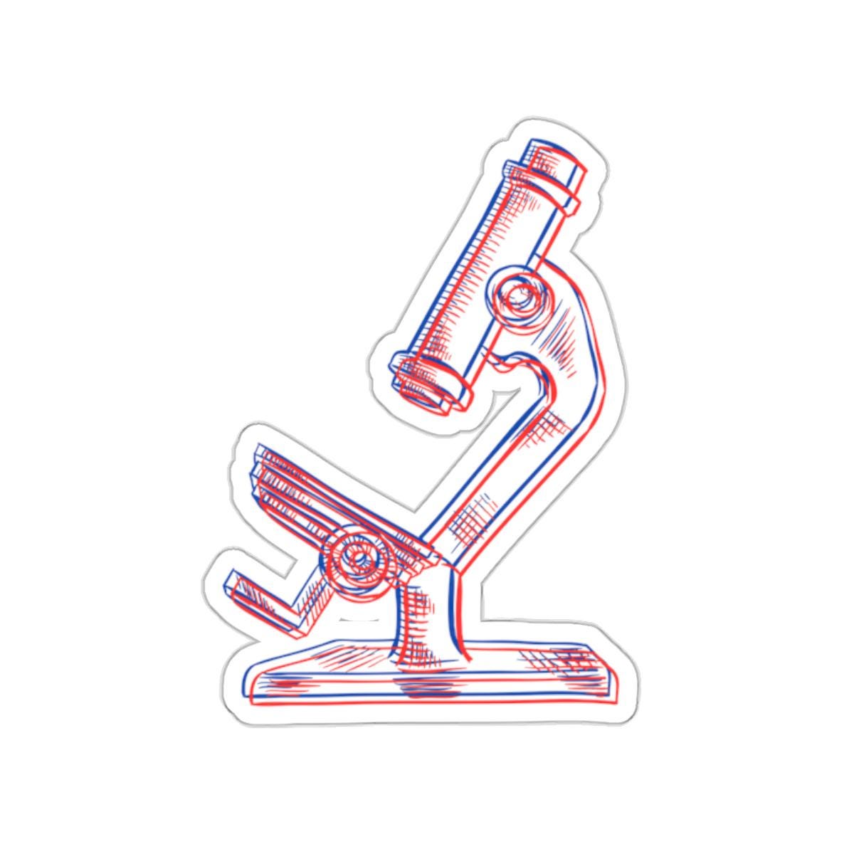 Microscope Science Themed Sticker, 3D Illusion Red/blue Sticker, Fun ...