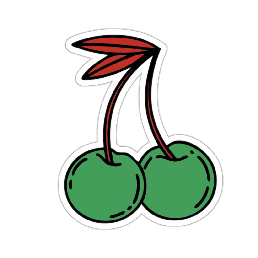 Inverse American Traditional Cherry Tattoo Kiss-cut Stickers, Decal ...