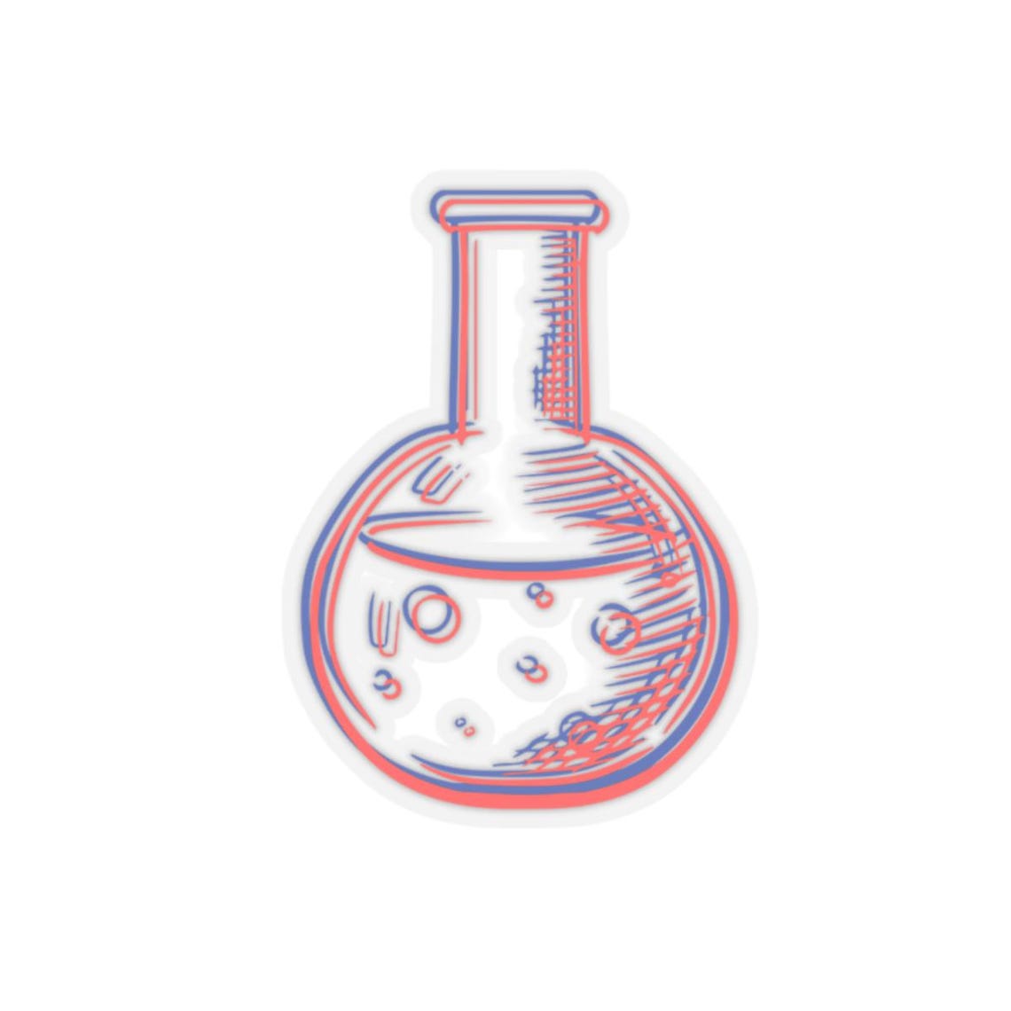 Flask Science Themed Sticker, 3D Illusion Red/blue Sticker, Fun Decals ...