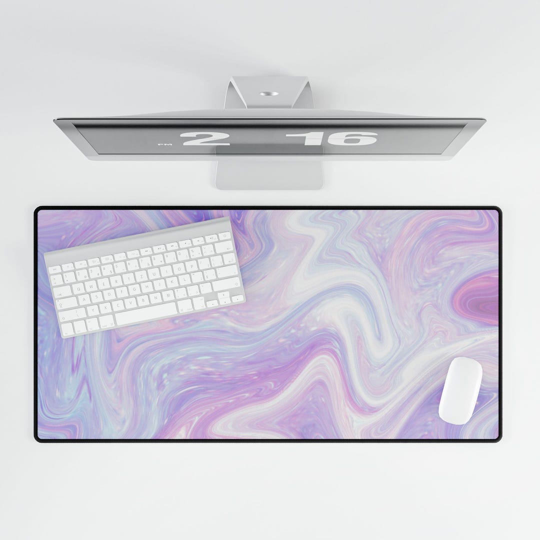Pastel Swirl Desk Mat - Pink/blue Gaming Mouse Pad, Abstract Aesthetic ...