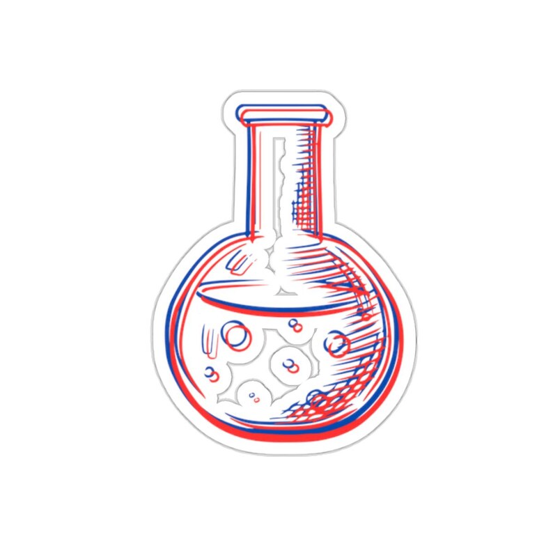 Flask Science Themed Sticker, 3D Illusion Red/blue Sticker, Fun Decals ...