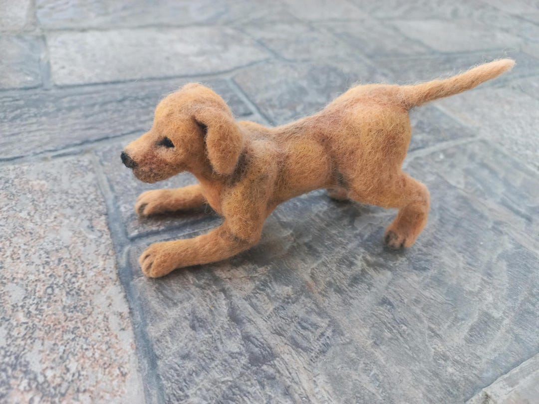 Wool Dog Miniature Sculpture Needle Felt Dog Figure Small Figurine Dog ...