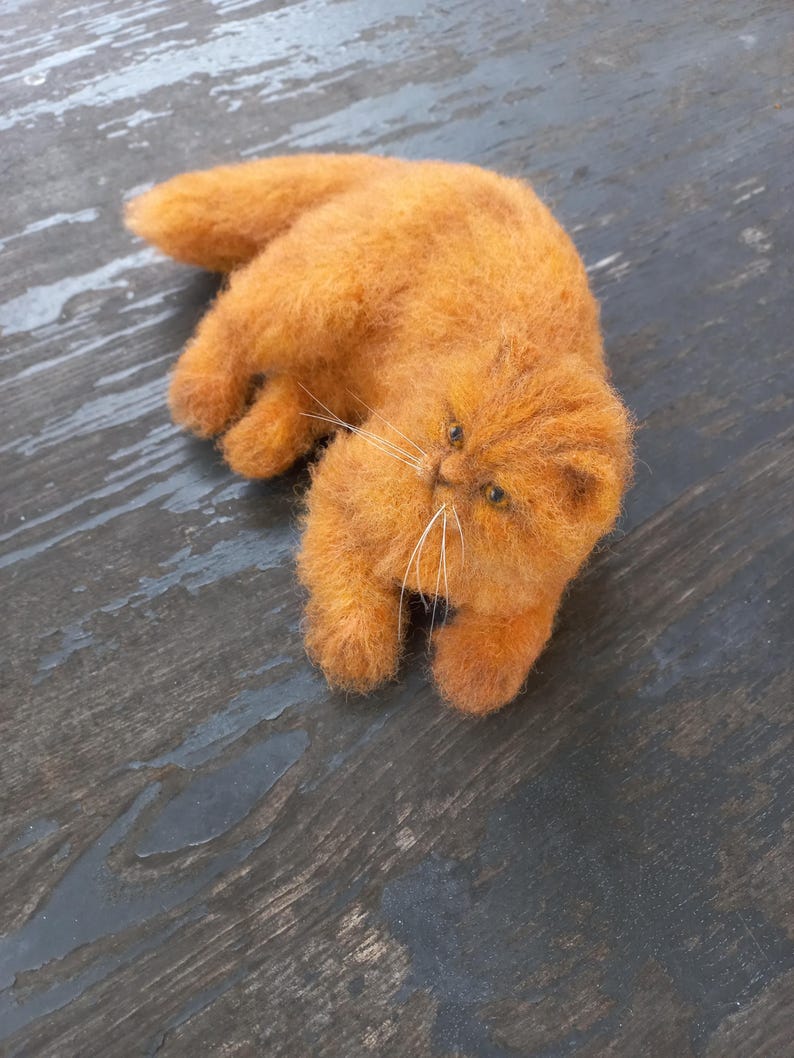 Wool Sculpture Needle Felted Cat Wool Cat Felting Cat Miniature Animal ...
