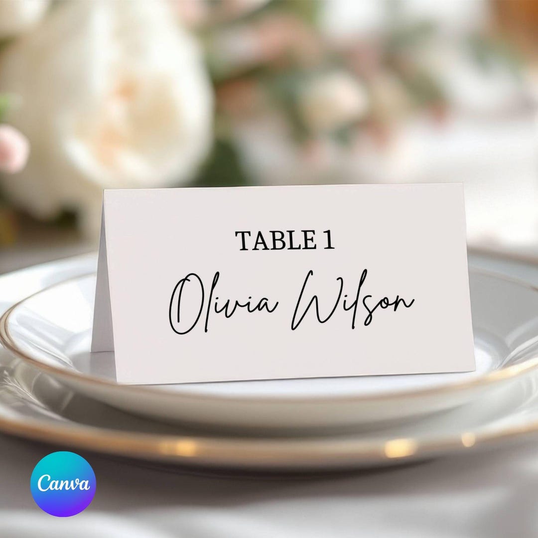 Minimalist Place Card Template for Birthdays, Weddings and Parties ...