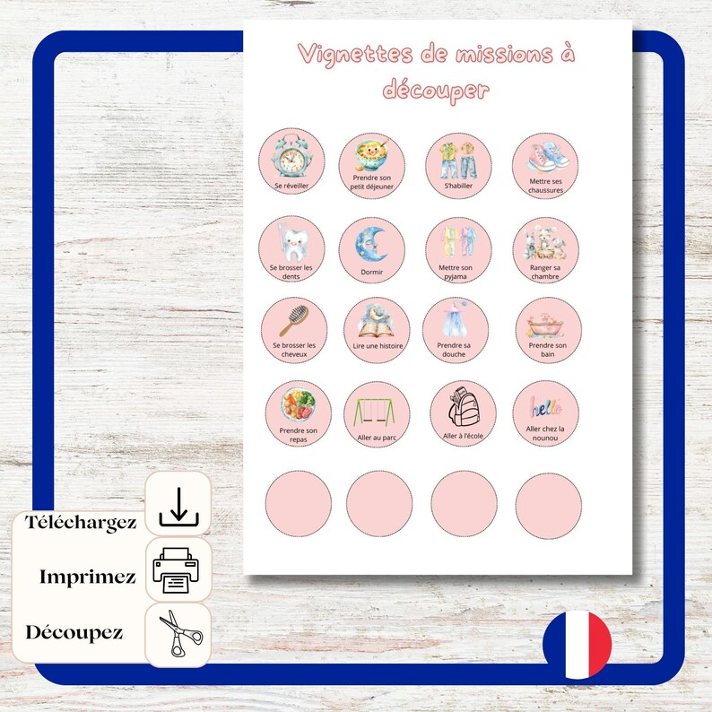 Rabit French Routines Chart Missions, Montessori Routine, Learning ...