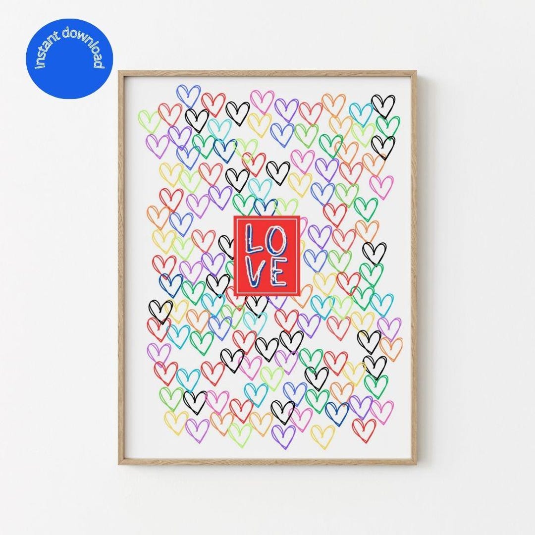 Heart Poster All Colors for Couple Gift, Friends, Wedding Anniversary ...