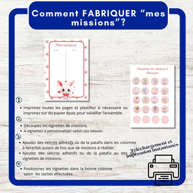 Rabit French Routines Chart Missions, Montessori Routine, Learning ...