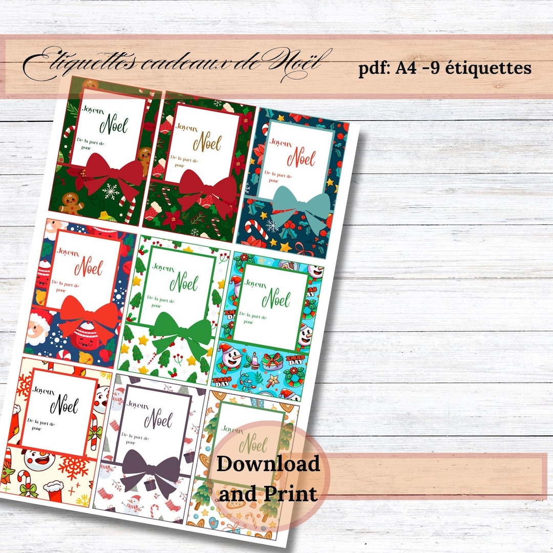 French Gift Tags "merry Christmas", Gift-giving, Instant Printable, DIY ...