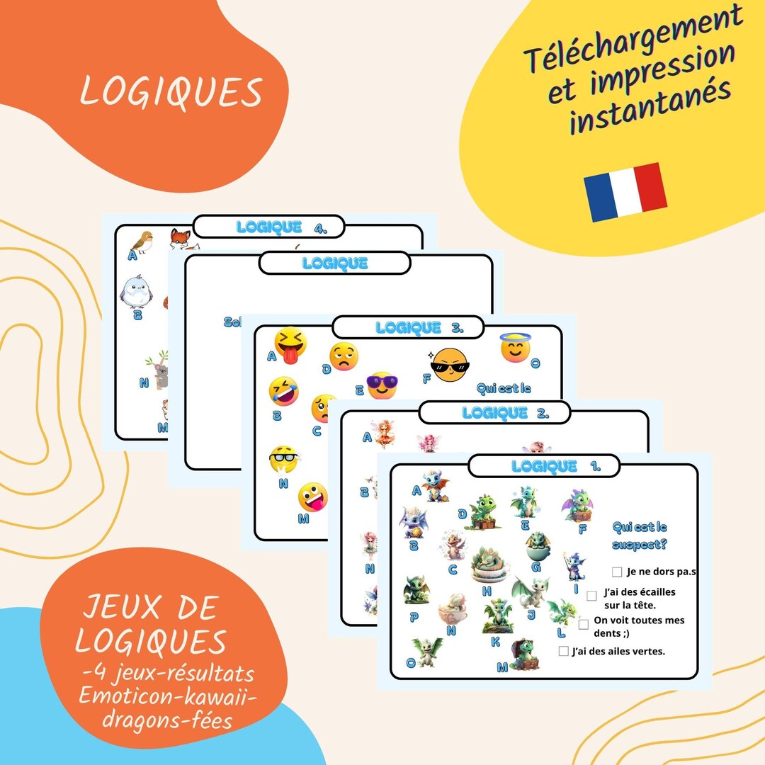 Instantly Printable Logic Games for Children, 4 Clue Games to Find the ...