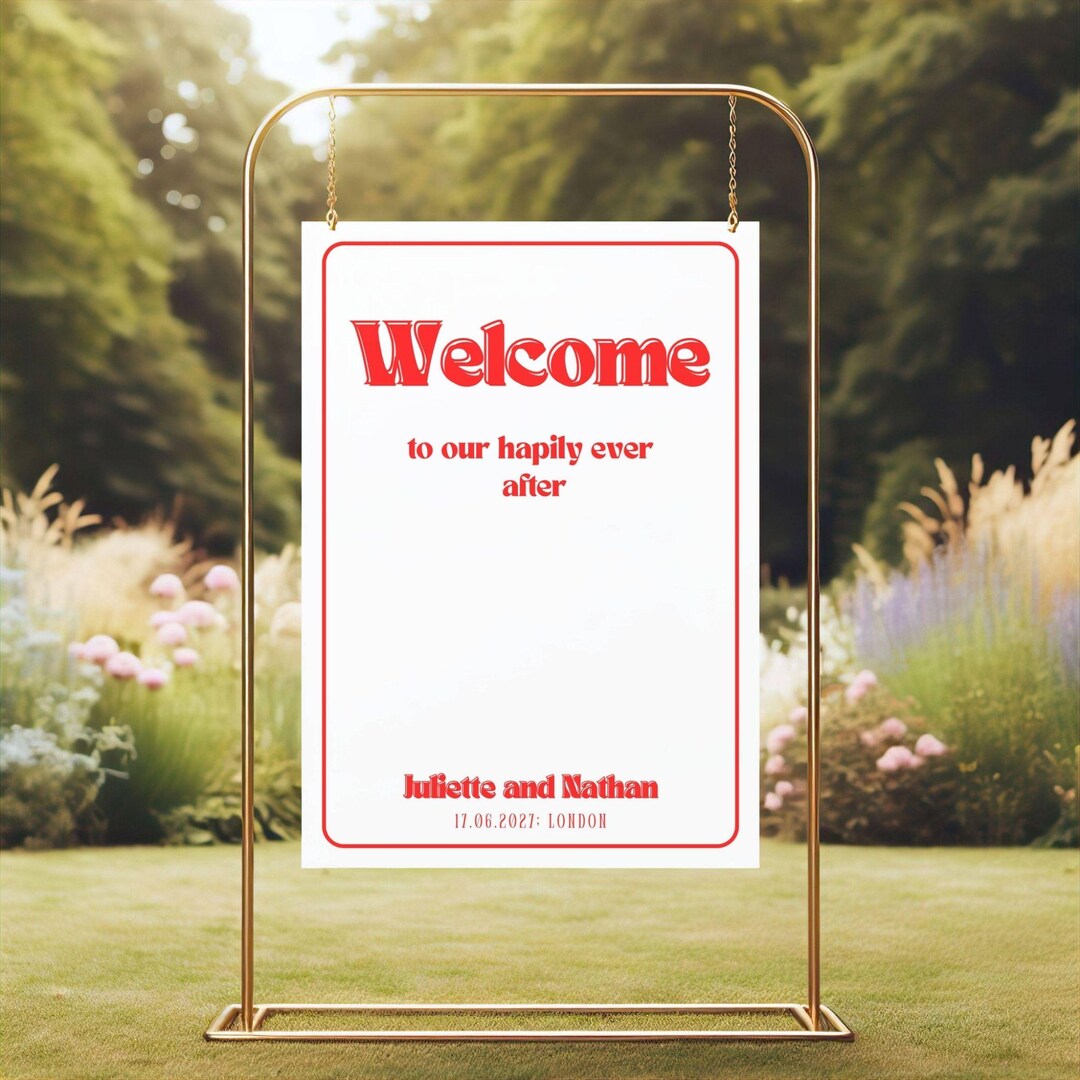 Red and Modern Customizable Welcome Sign for Birthday Party, Wedding ...