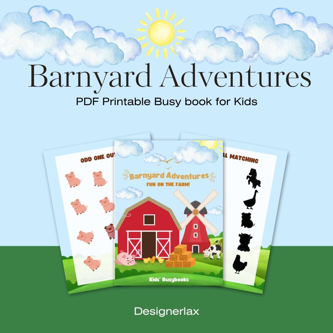 Kinderbücher zum Ausdrucken - Barnyard Adventures - Etsy.de