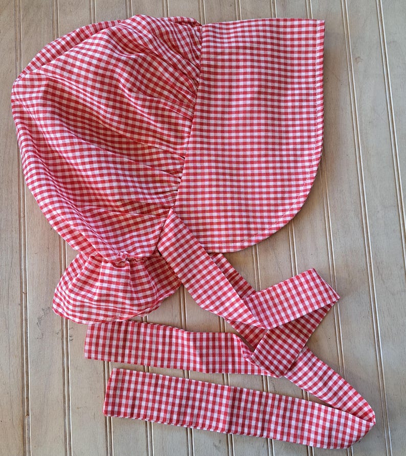 Woman's Red Checkered Pioneer Sun Bonnet. - Etsy