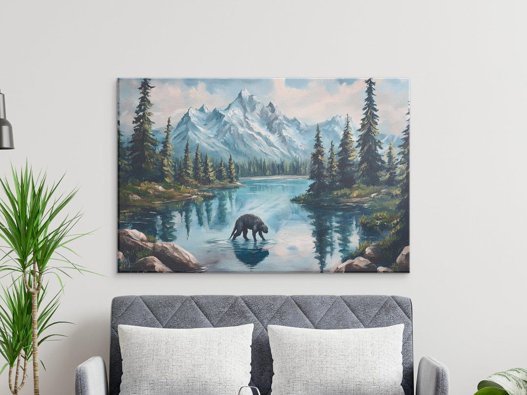 Chupacabra in the Lake Vintage Landscape Art Print for Digital Download ...